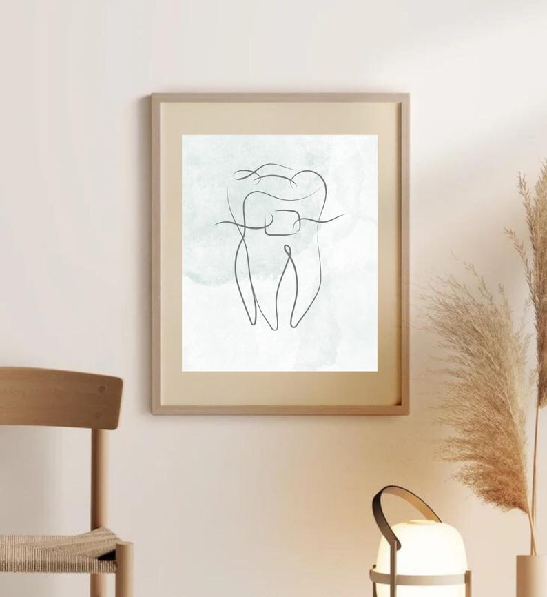 Minimalist Ortho Poster, Simple Tooth Print, Watercolor Dental Decor ...