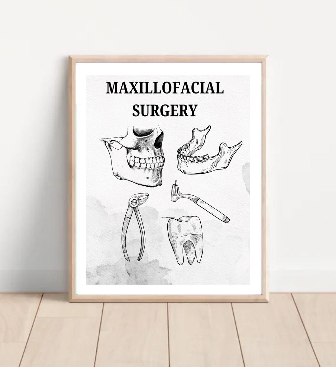 Vintage Oral Surgeon Poster, Watercolor Oral Surgery Print, Dental ...