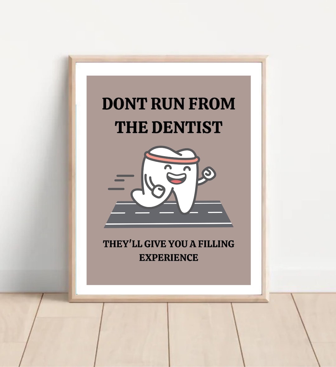 Funny Dentist Art Print: Running Tooth, Dental Office Decor - Etsy