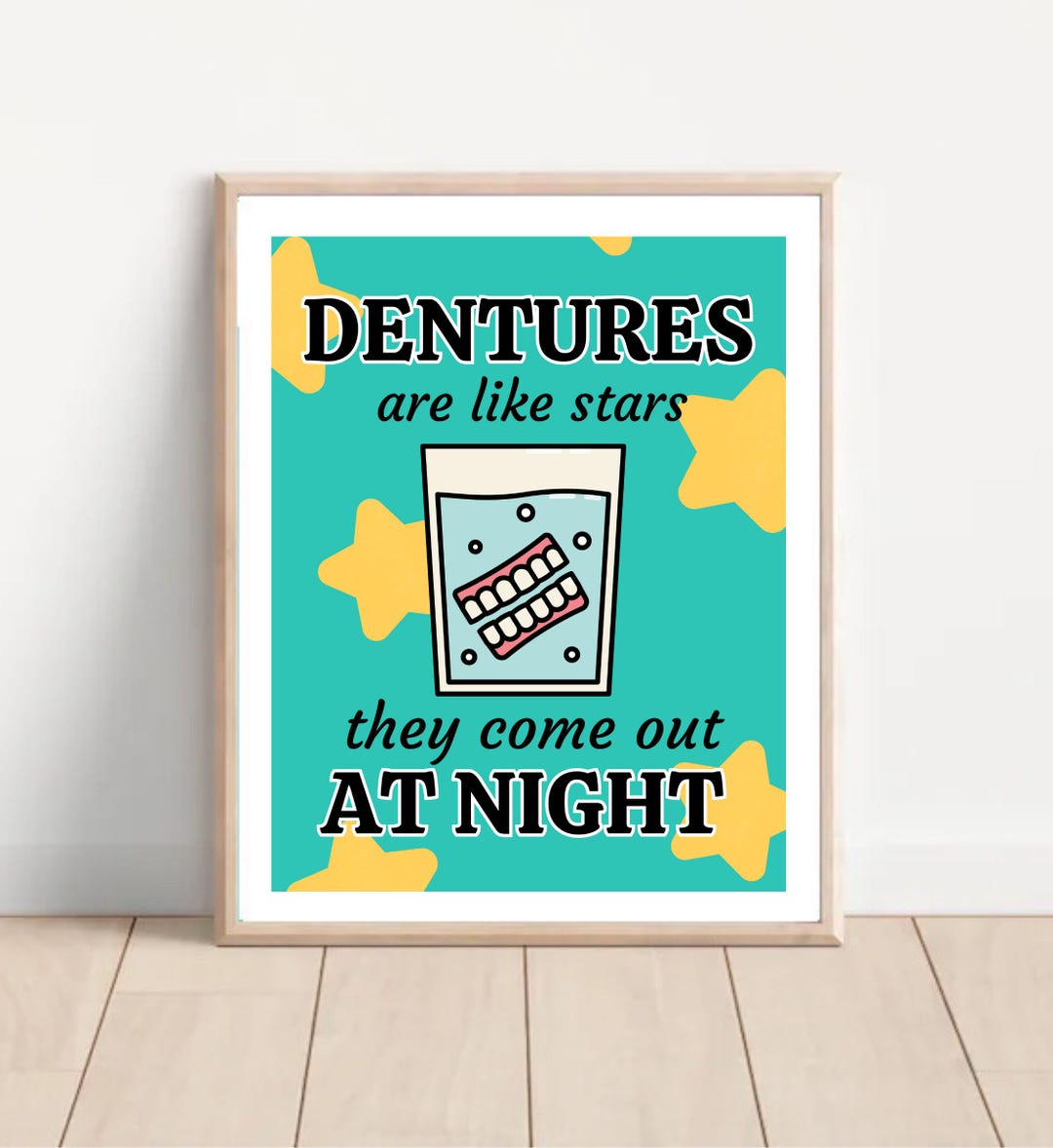Dental Denture Poster, Funny Removable Prothesis Print, Dental Wall ...