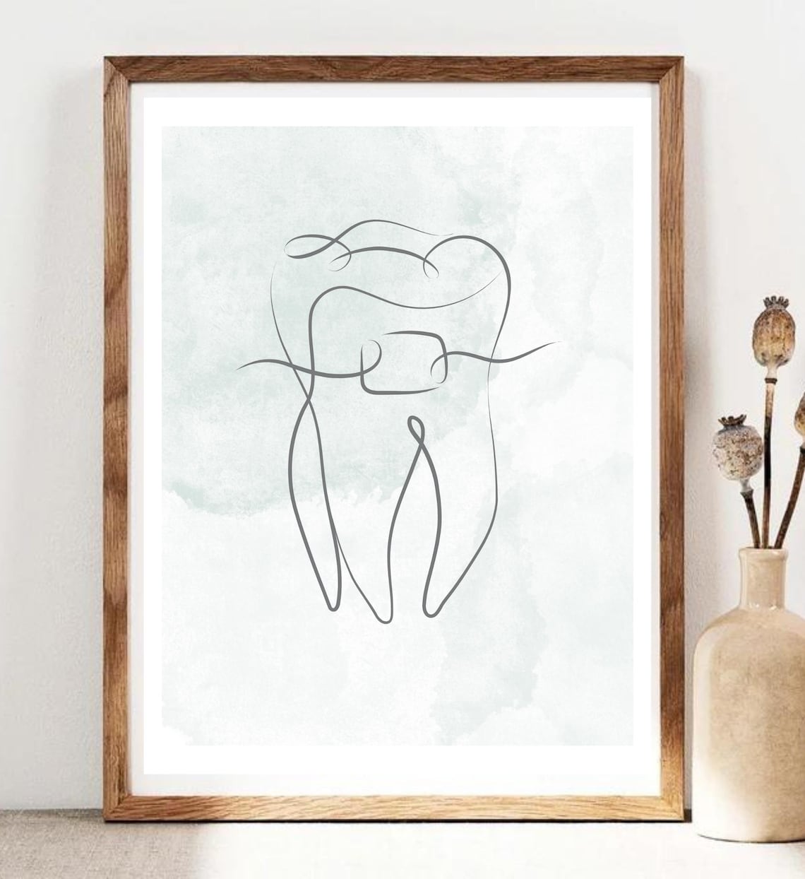 Minimalist Ortho Poster, Simple Tooth Print, Watercolor Dental Decor ...