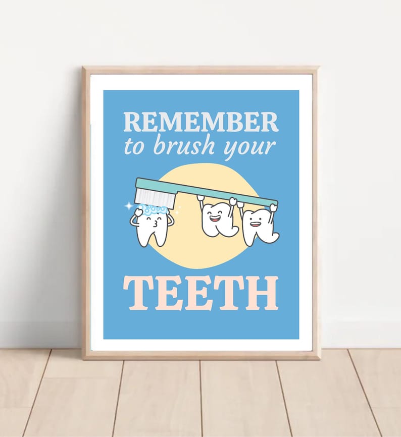 Remember to Brush Your Teeth Poster, Toothbrush Art, Dental Wall Art ...