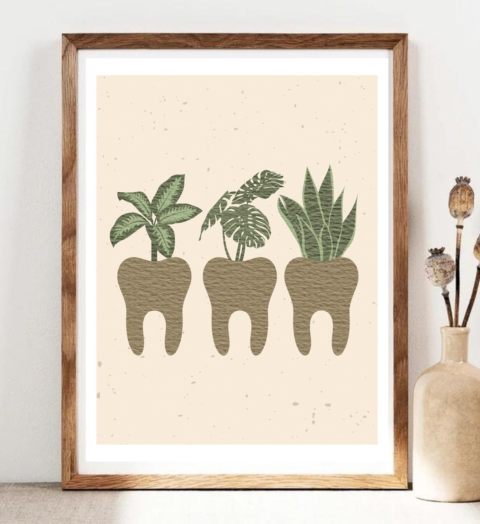 Tooth Plant Poster, Simple Dental Office Wall Art, Minimalist Dentist ...