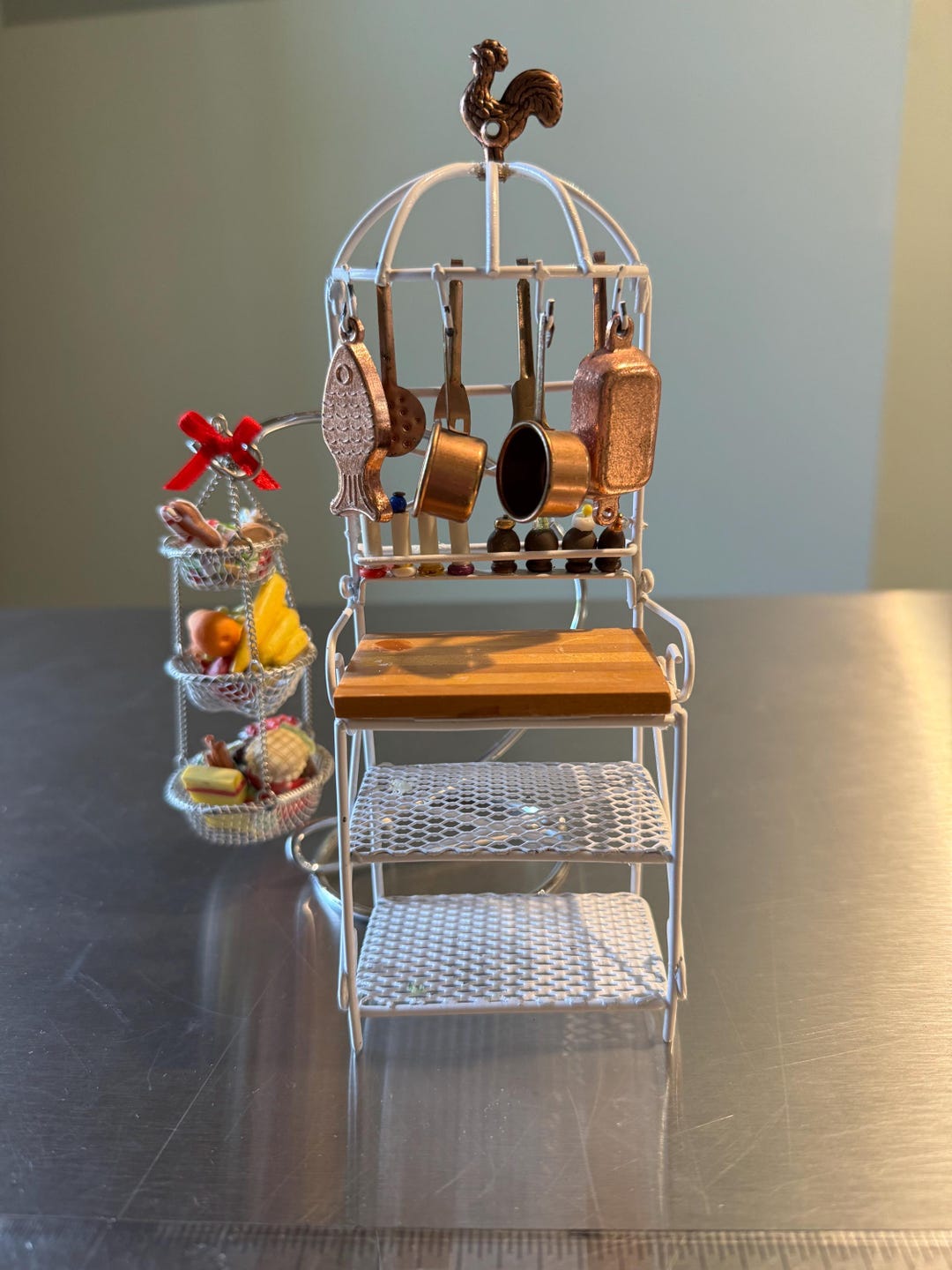 Dollhouse 1/12 Scale Bakers Rack and Hanging Produce Basket - Etsy