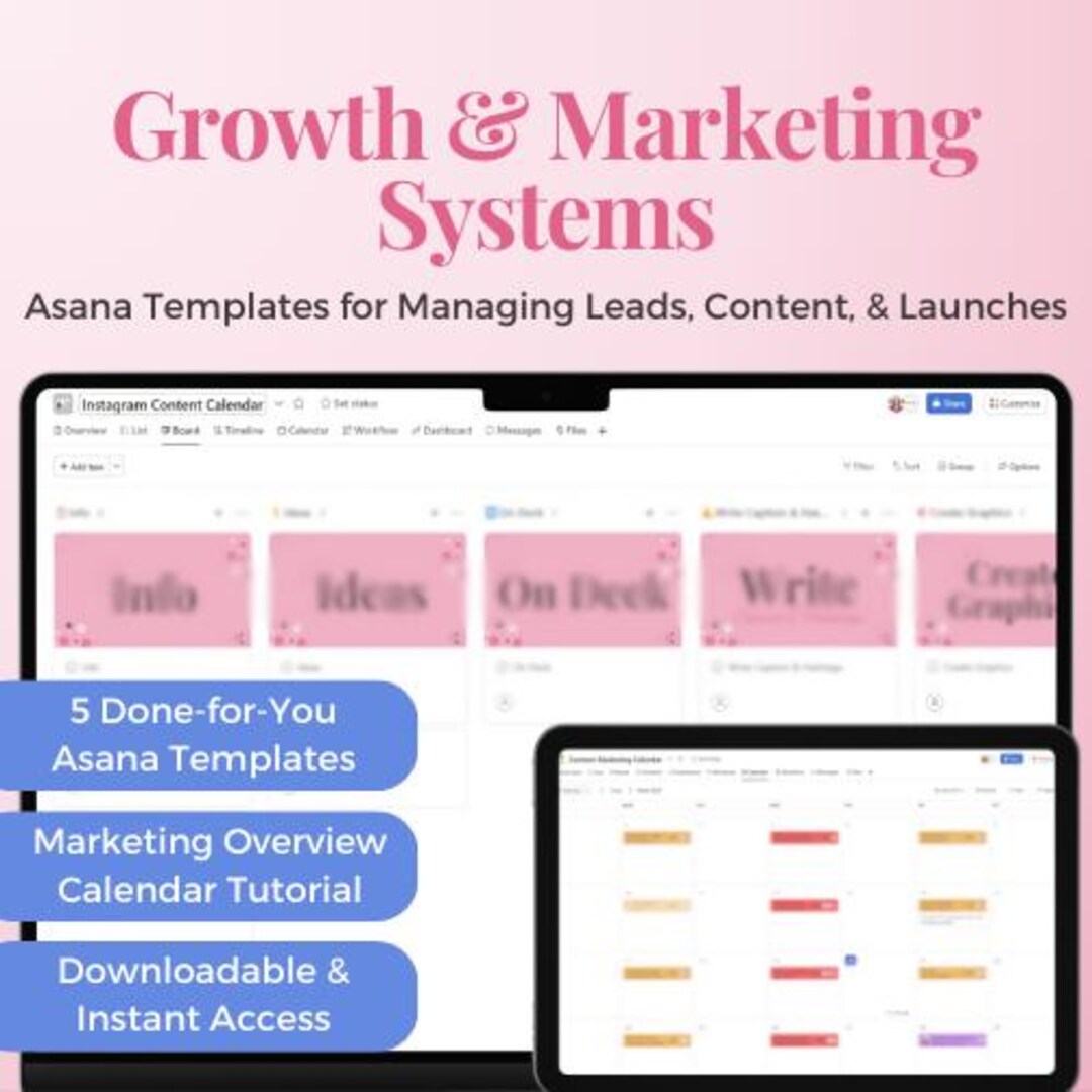 Growth & Marketing Asana Systems Bundle - Etsy