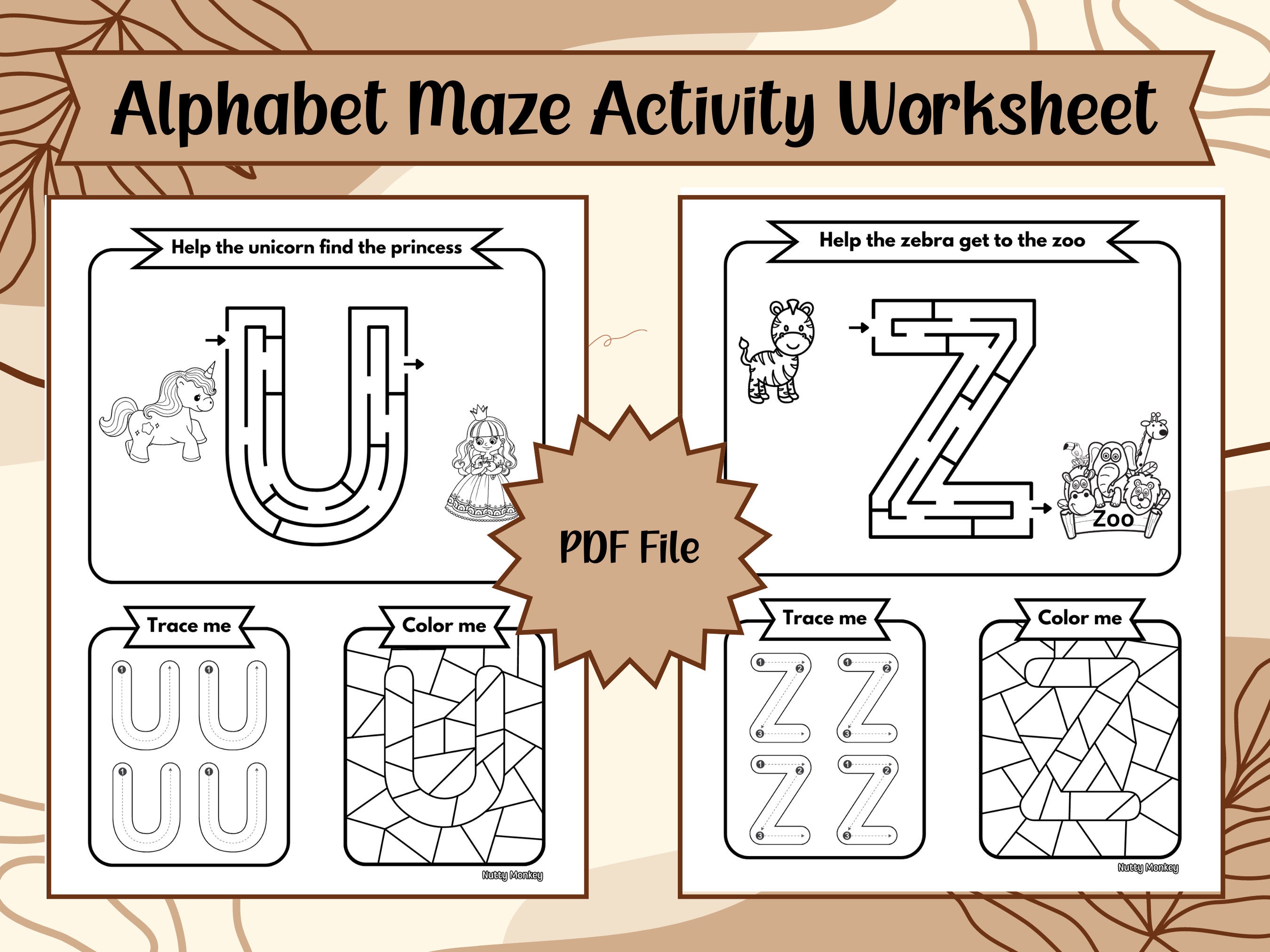 Alphabet Maze Labyrinth Activity Worksheet - Etsy