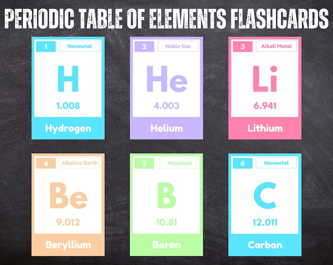 Periodic Table of Elements Cards · Educational Cards · Flash Cards - Etsy