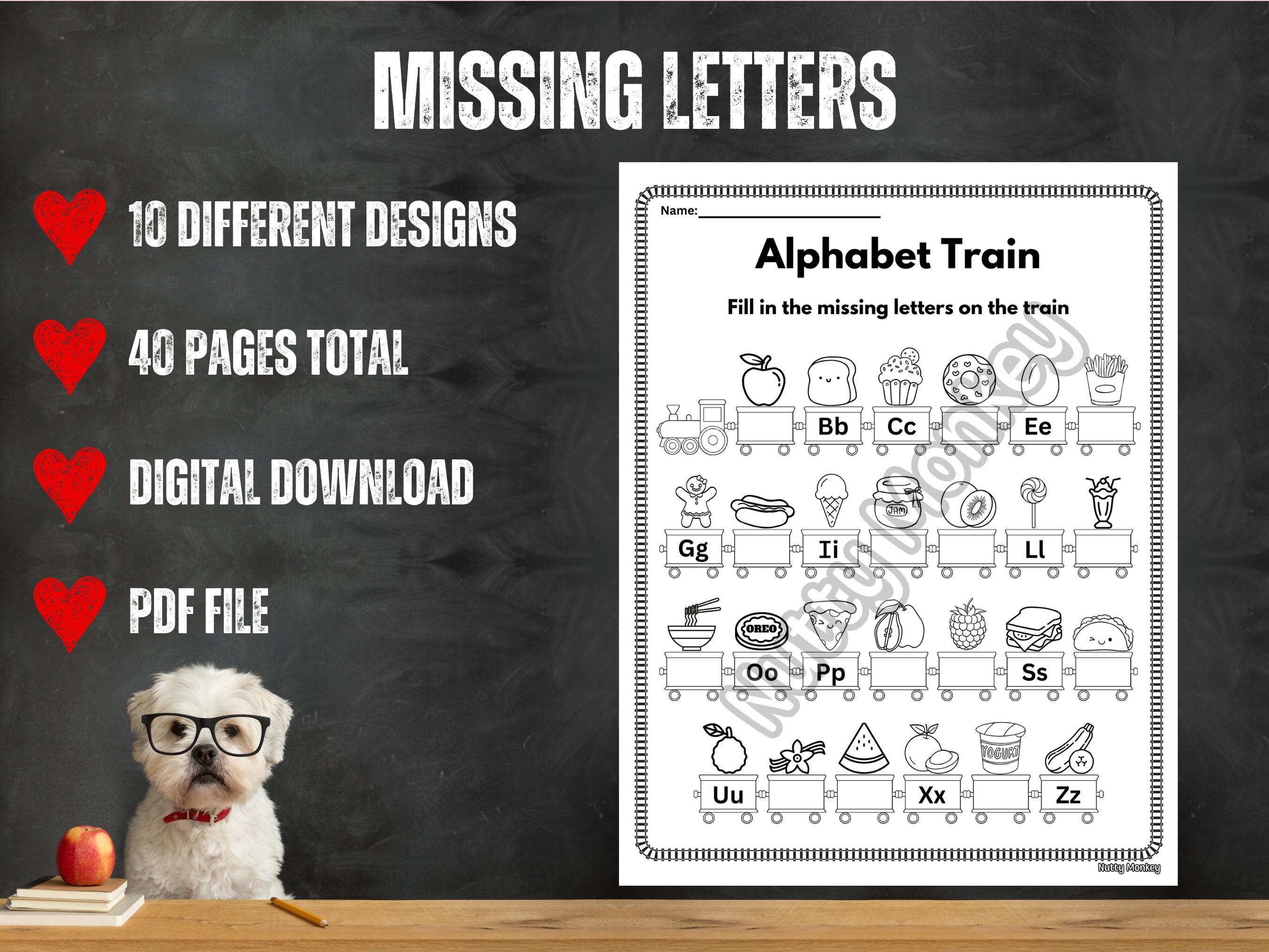 Digital Missing Letters Alphabet Train Worksheet - Letters Recognition ...