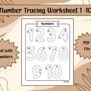 Printable Number Tracing Worksheet for Preschool and Kindergarten - Etsy