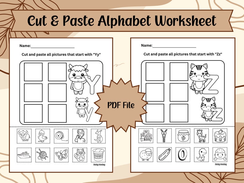 Cut and Paste Alphabet Letter Worksheet for Preschool and Kindergarten ...