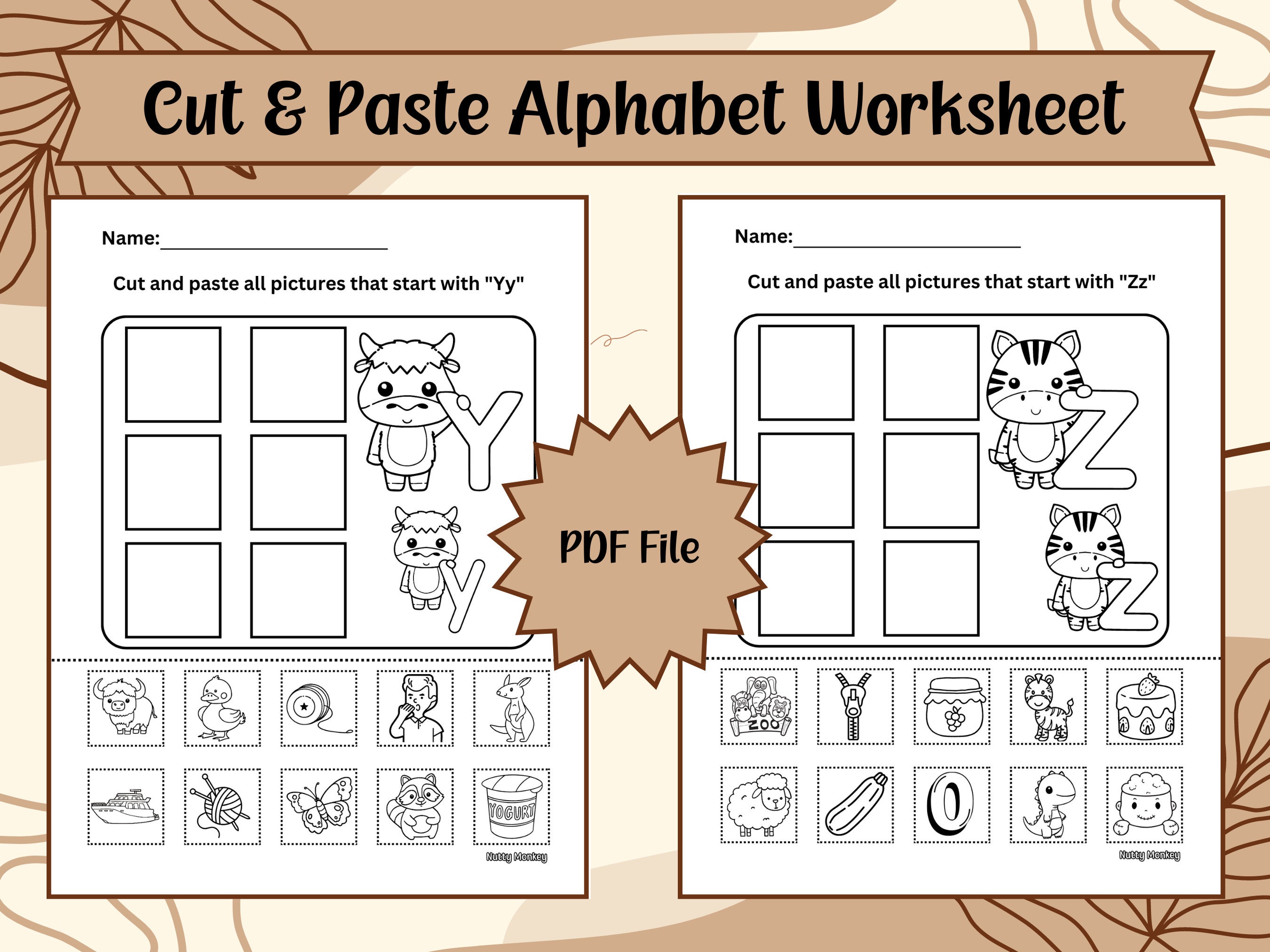 Cut and Paste Alphabet Letter Worksheet for Preschool and Kindergarten ...