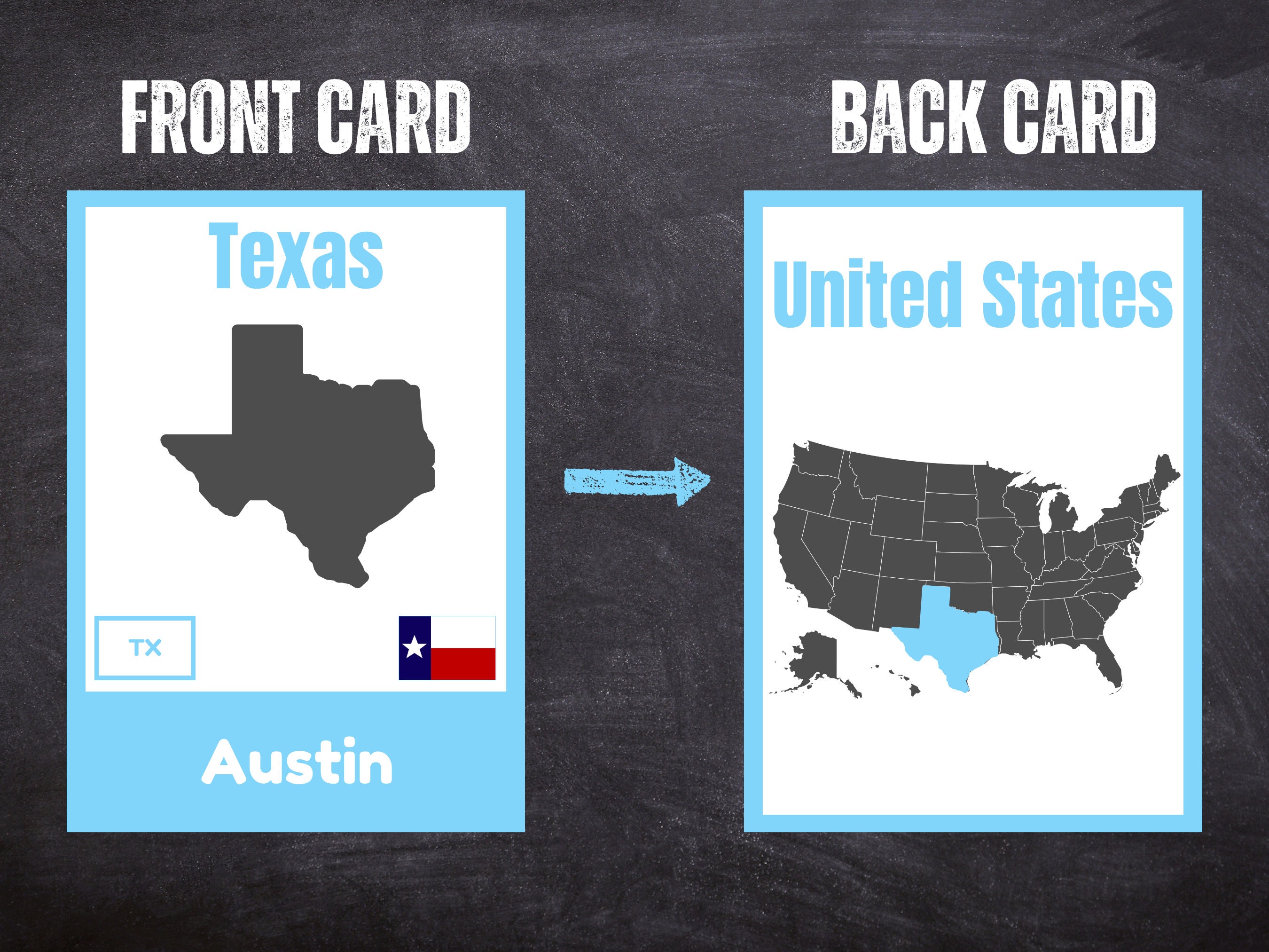 U.S. States and Capital Digital Download Flash Cards-montessori Cards ...