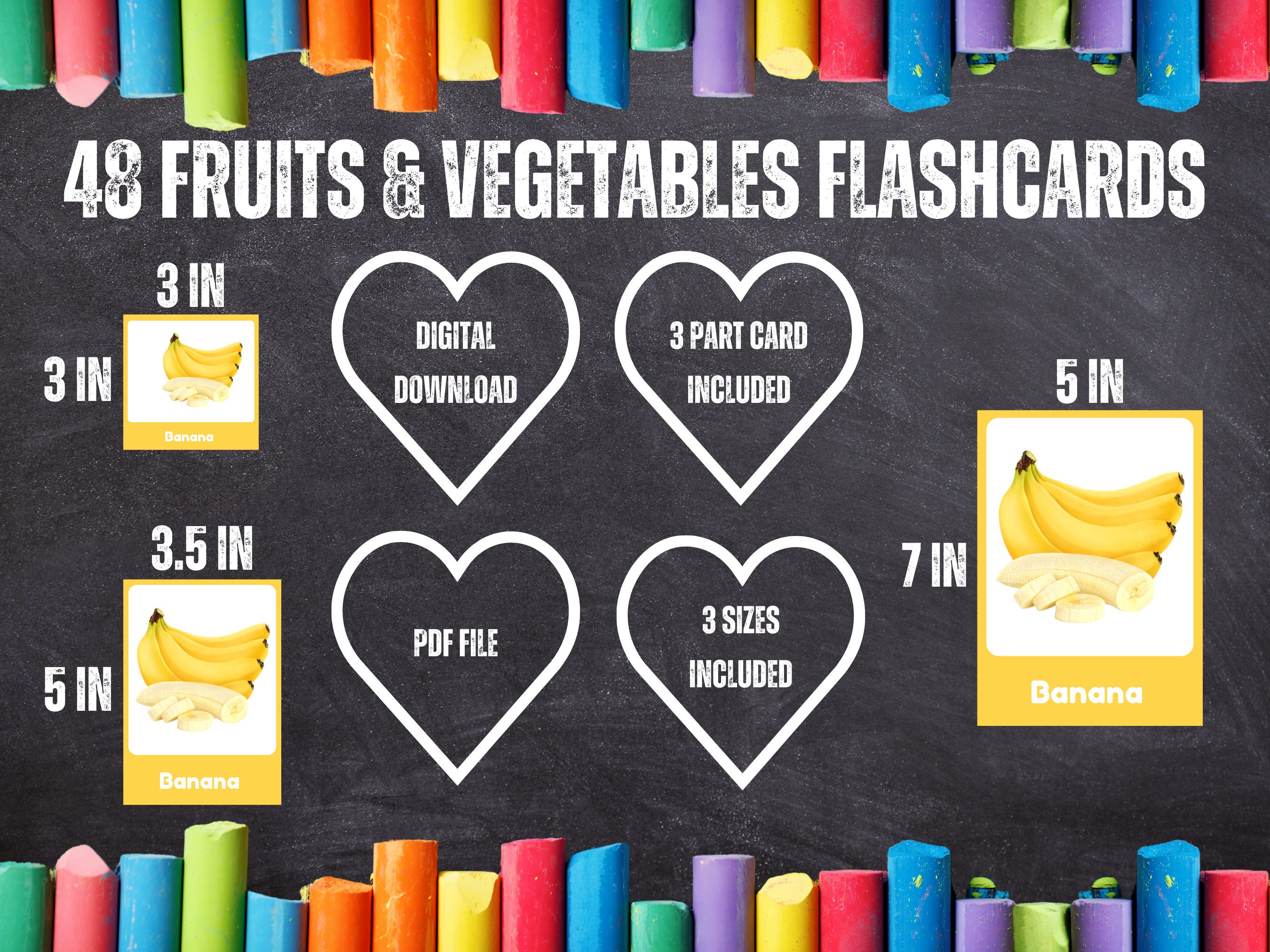 48 Fruits and Vegtables Digital Download Flashcards - Montessori Cards ...