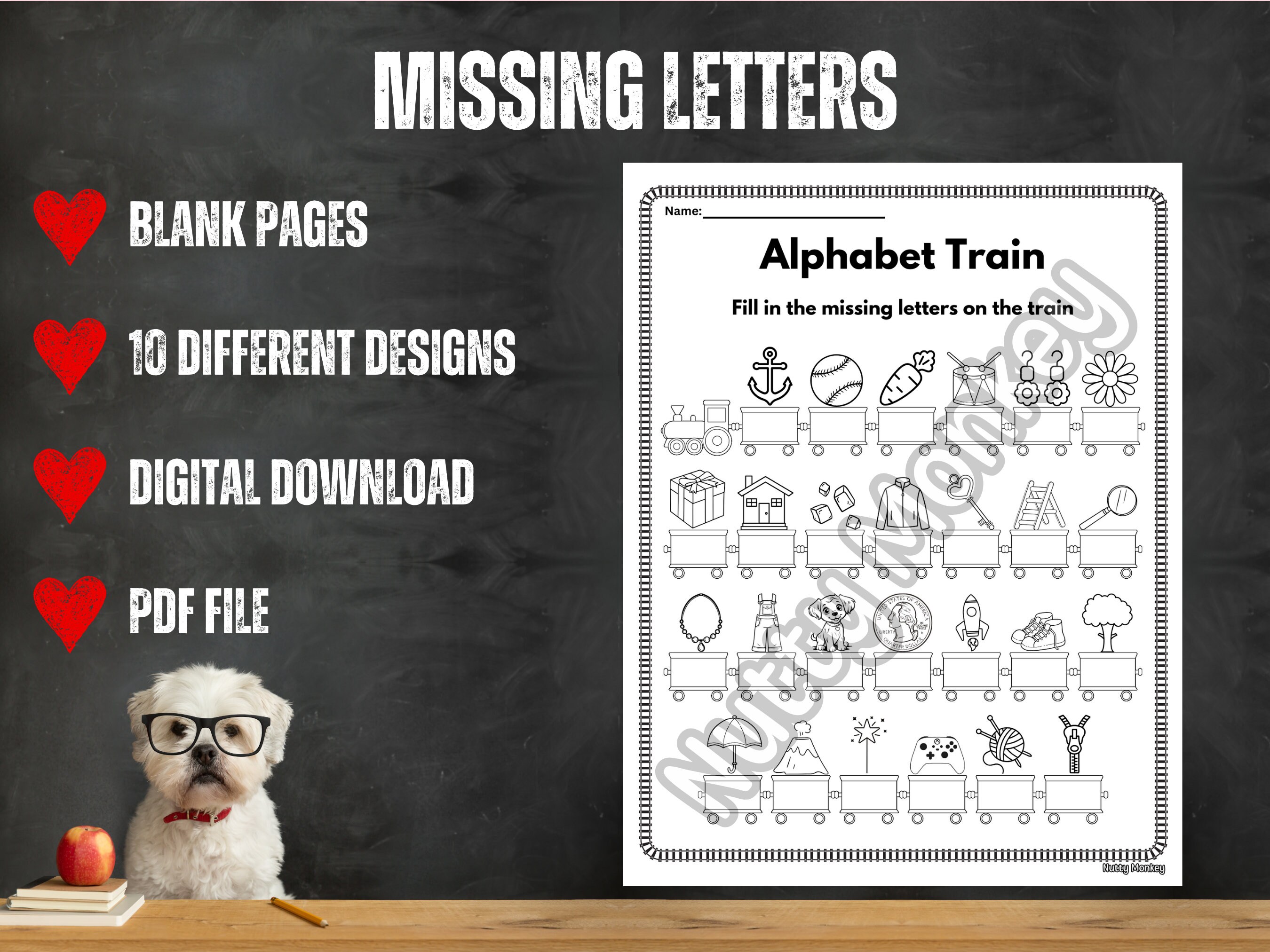 Digital Missing Letters Alphabet Train Worksheet - Letters Recognition ...