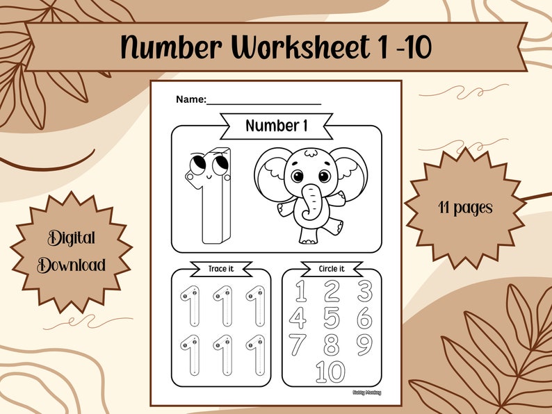 Printable Number Worksheet for Preschool and Kindergarten - Etsy