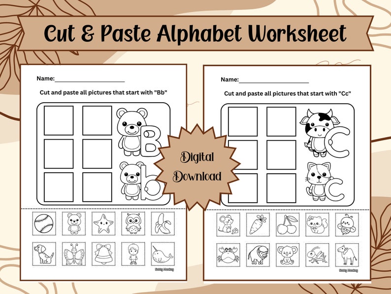 Cut and Paste Alphabet Letter Worksheet for Preschool and Kindergarten ...
