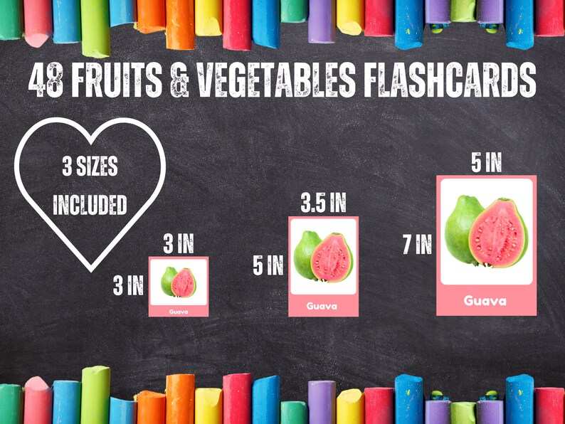 48 Fruits and Vegtables Digital Download Flashcards - Montessori Cards ...