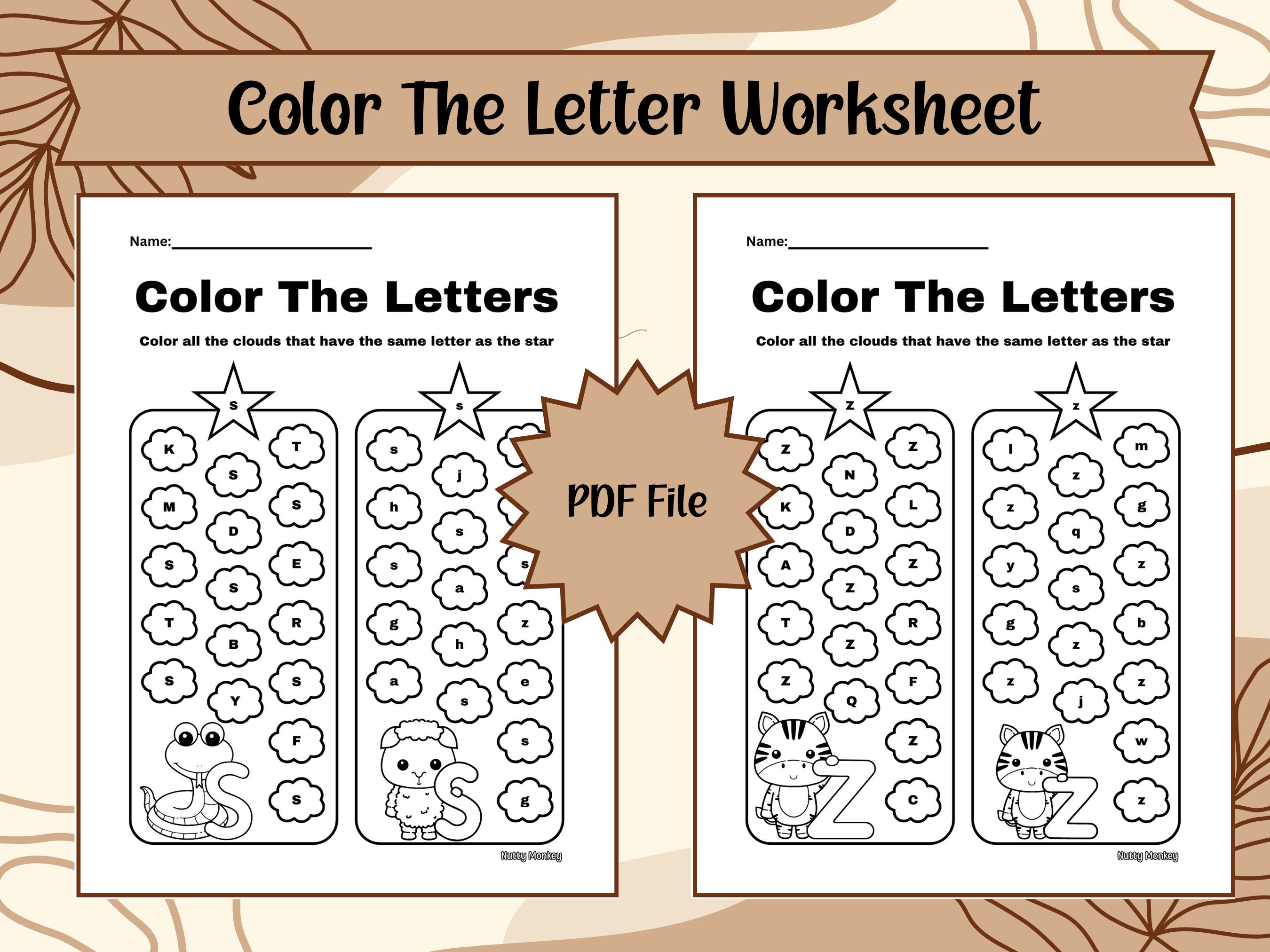 Color the Letter Alphabet Worksheet for Preschool and - Etsy