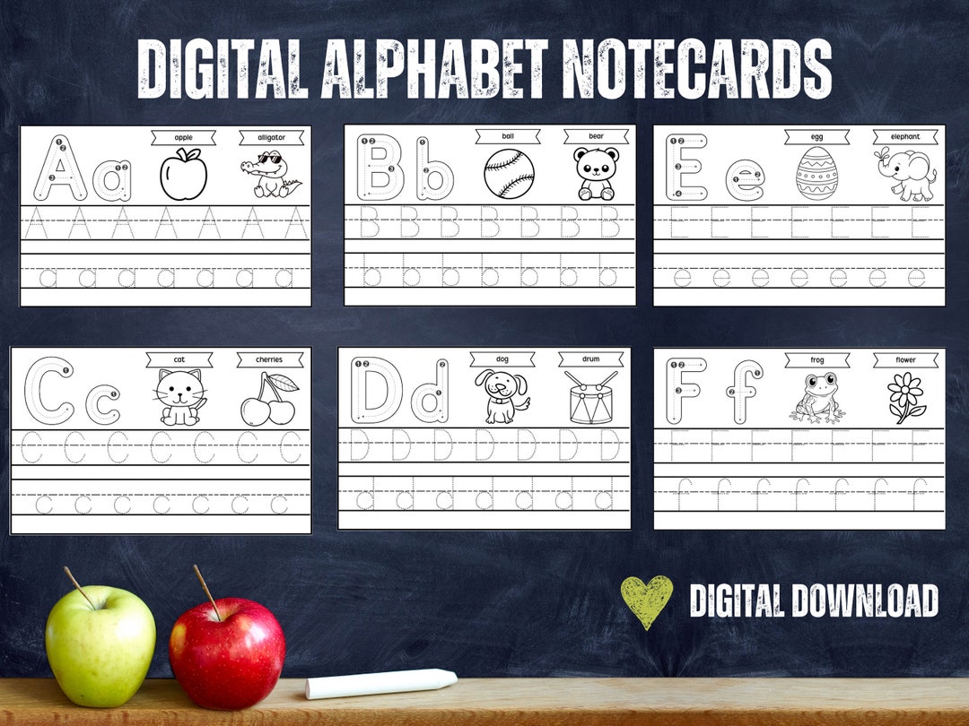 ABC Handwriting Tracing Notecards - Alphabet Phonics Lowercase and ...
