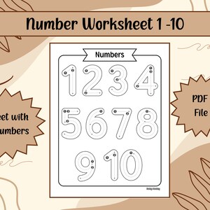 Printable Number Worksheet for Preschool and Kindergarten - Etsy
