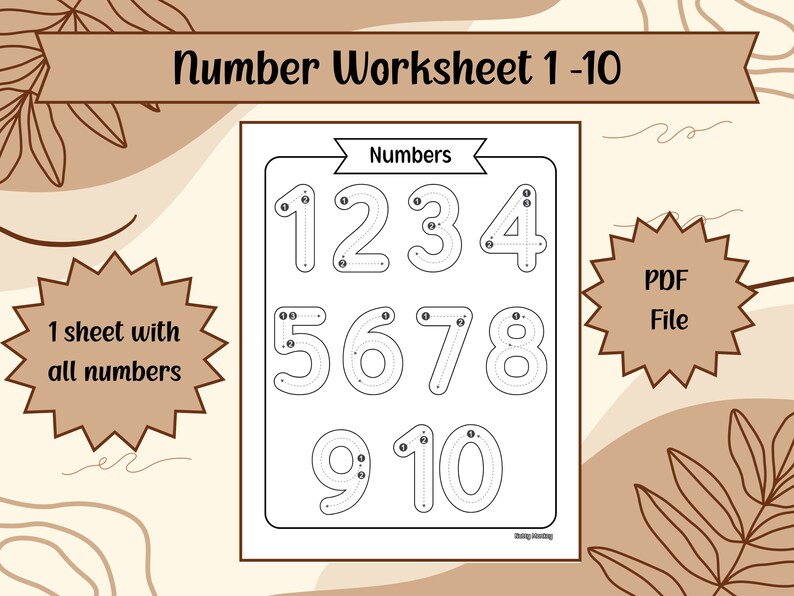 Printable Number Worksheet for Preschool and Kindergarten - Etsy