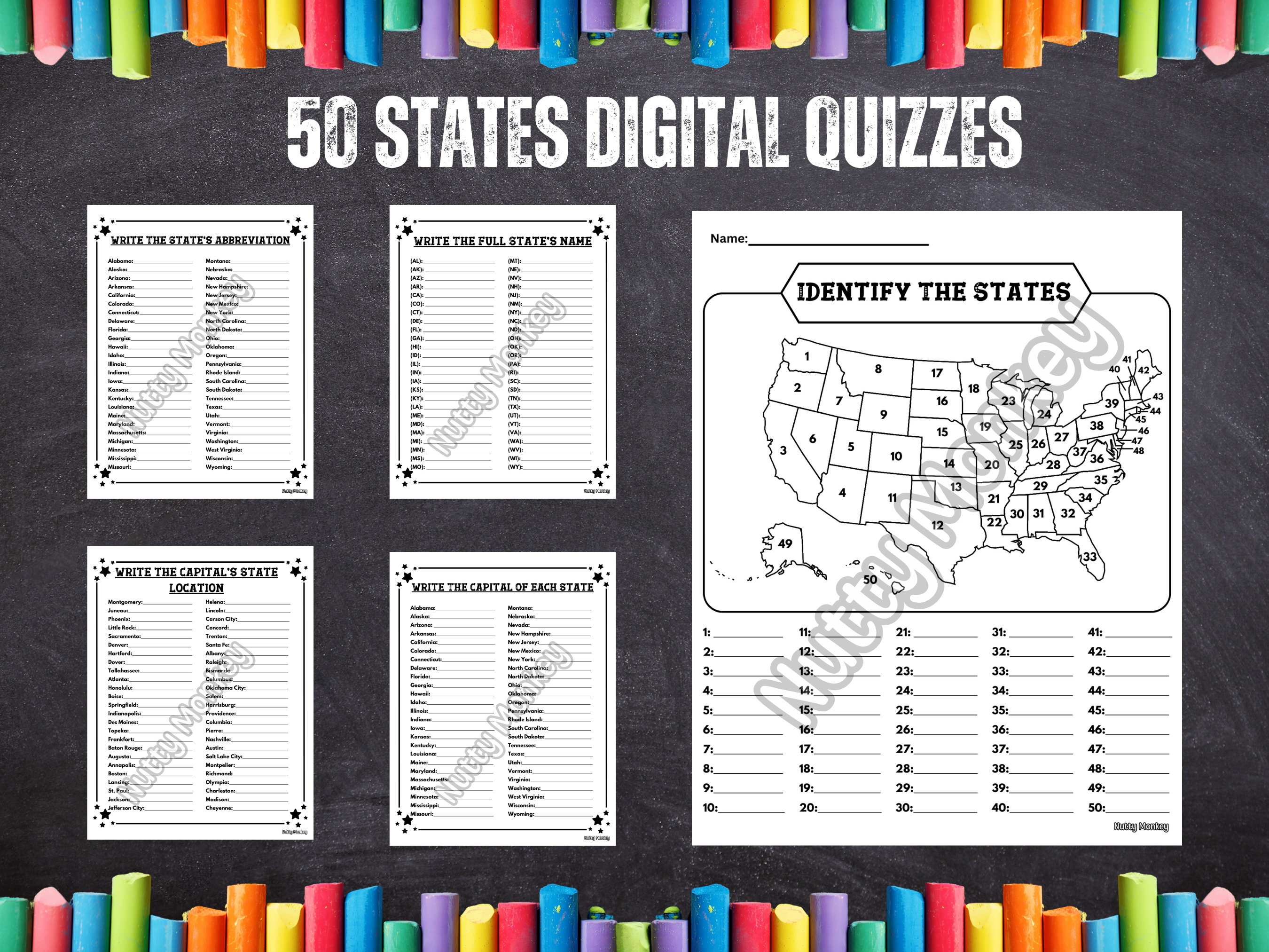 United States Map Quiz Worksheet United States Map Quiz & Worksheet: