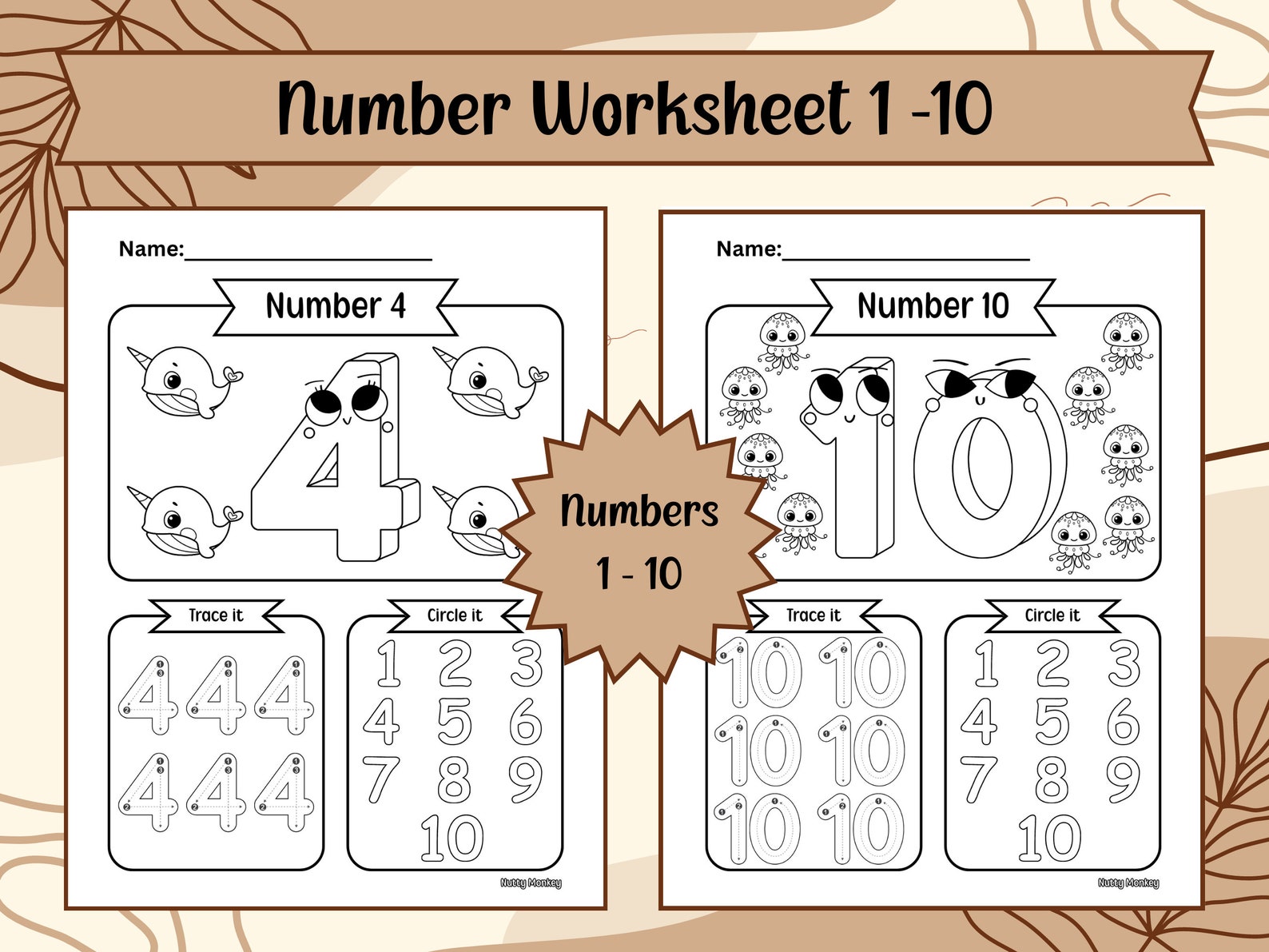 Printable Number Worksheet for Preschool and Kindergarten - Etsy
