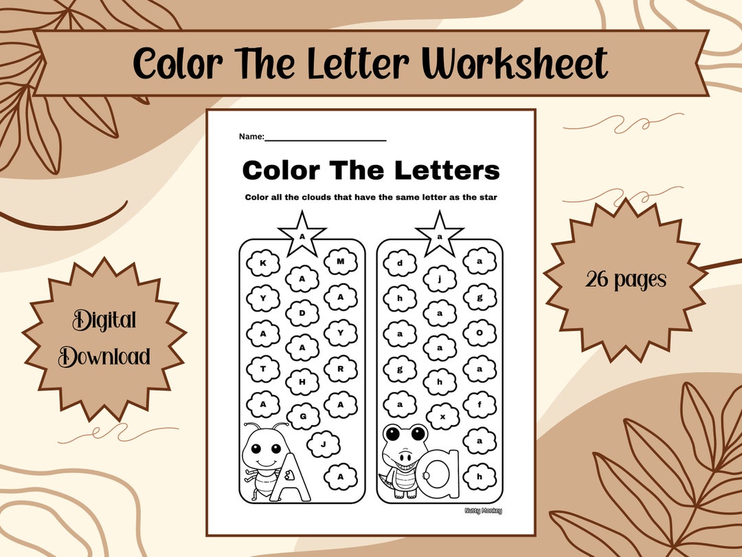 Color the Letter Alphabet Worksheet for Preschool and Kindergarten - Etsy