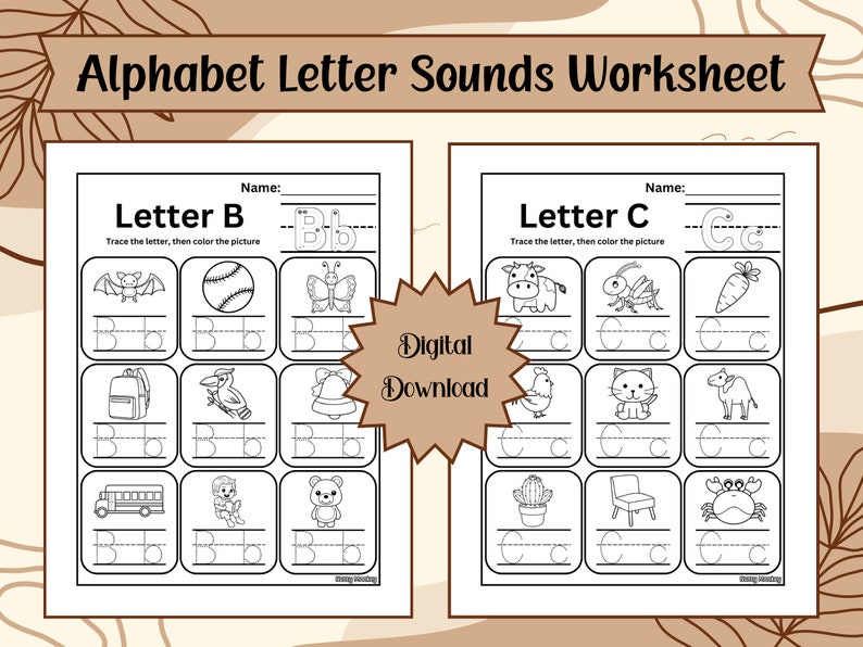 Hoja de trabajo de letras del alfabeto con sonidos iniciales para ...