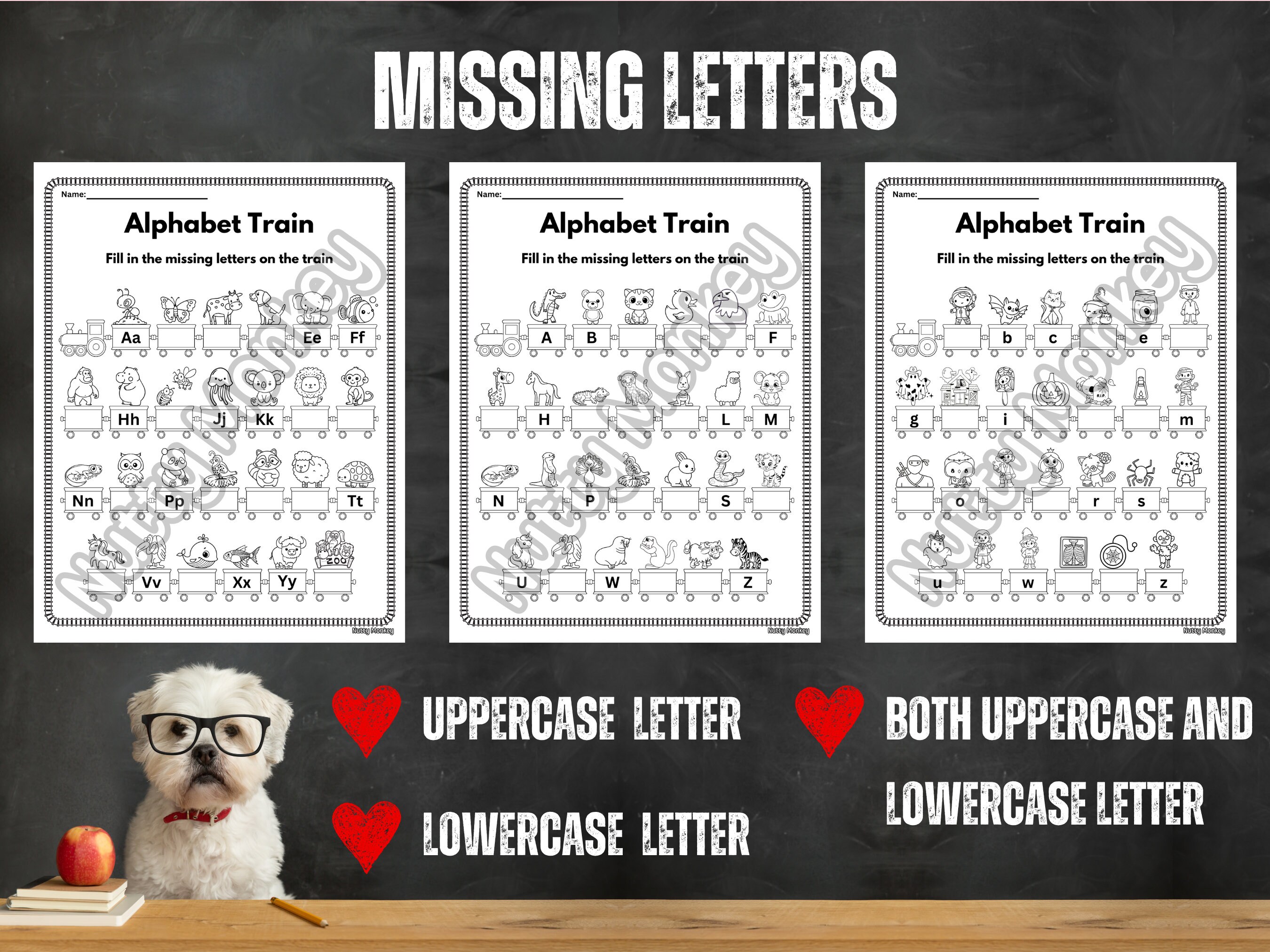 Digital Missing Letters Alphabet Train Worksheet - Letters Recognition ...
