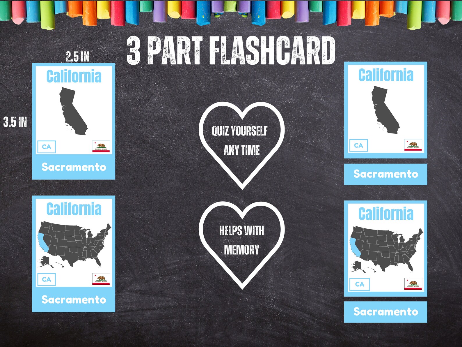 U.S. States and Capital Digital Download Flash Cards-montessori Cards ...