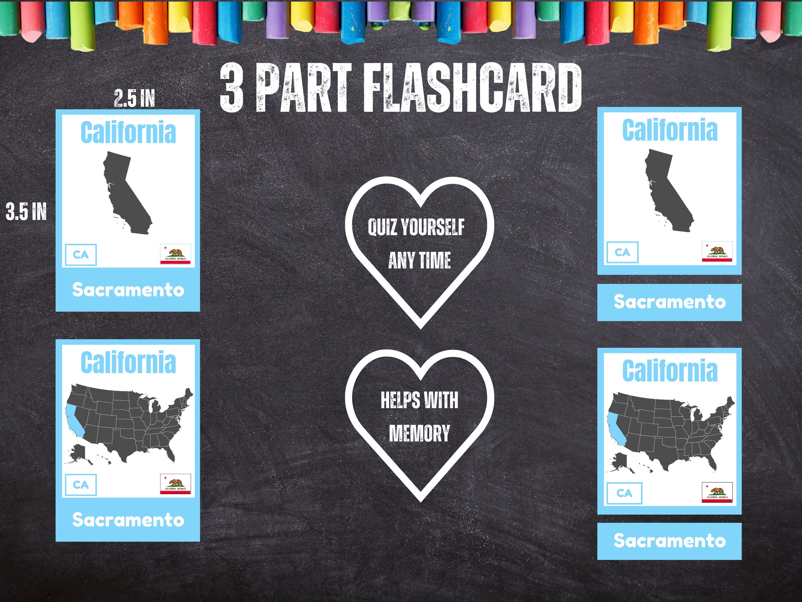 U.S. States and Capital Digital Download Flash Cards-montessori Cards ...