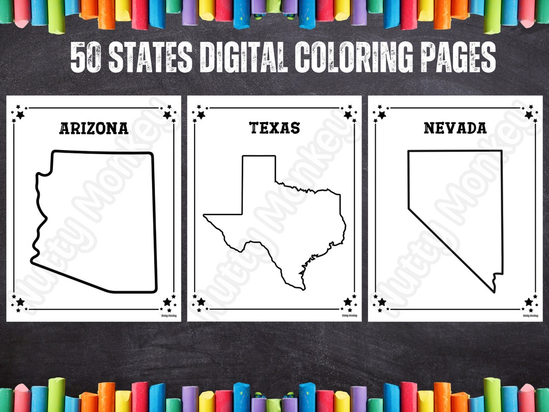 50 States Coloring Pages - USA Geography - Social Studies- Digital ...