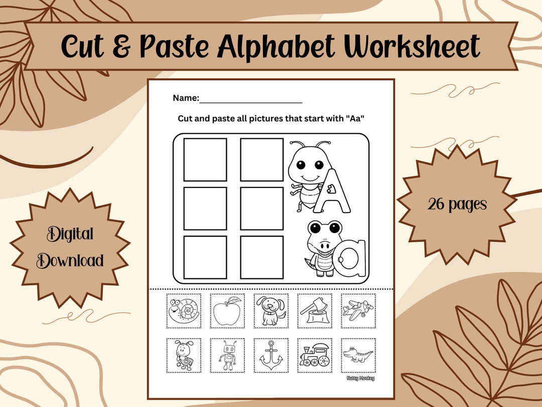 Cut and Paste Alphabet Letter Worksheet for Preschool and Kindergarten ...