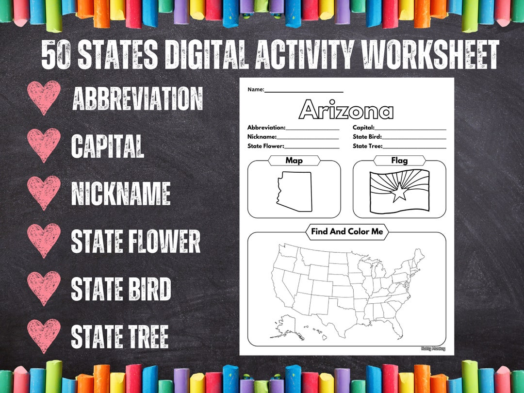 50 U.S. States Research Activity Worksheet - Geography - Social Studies ...