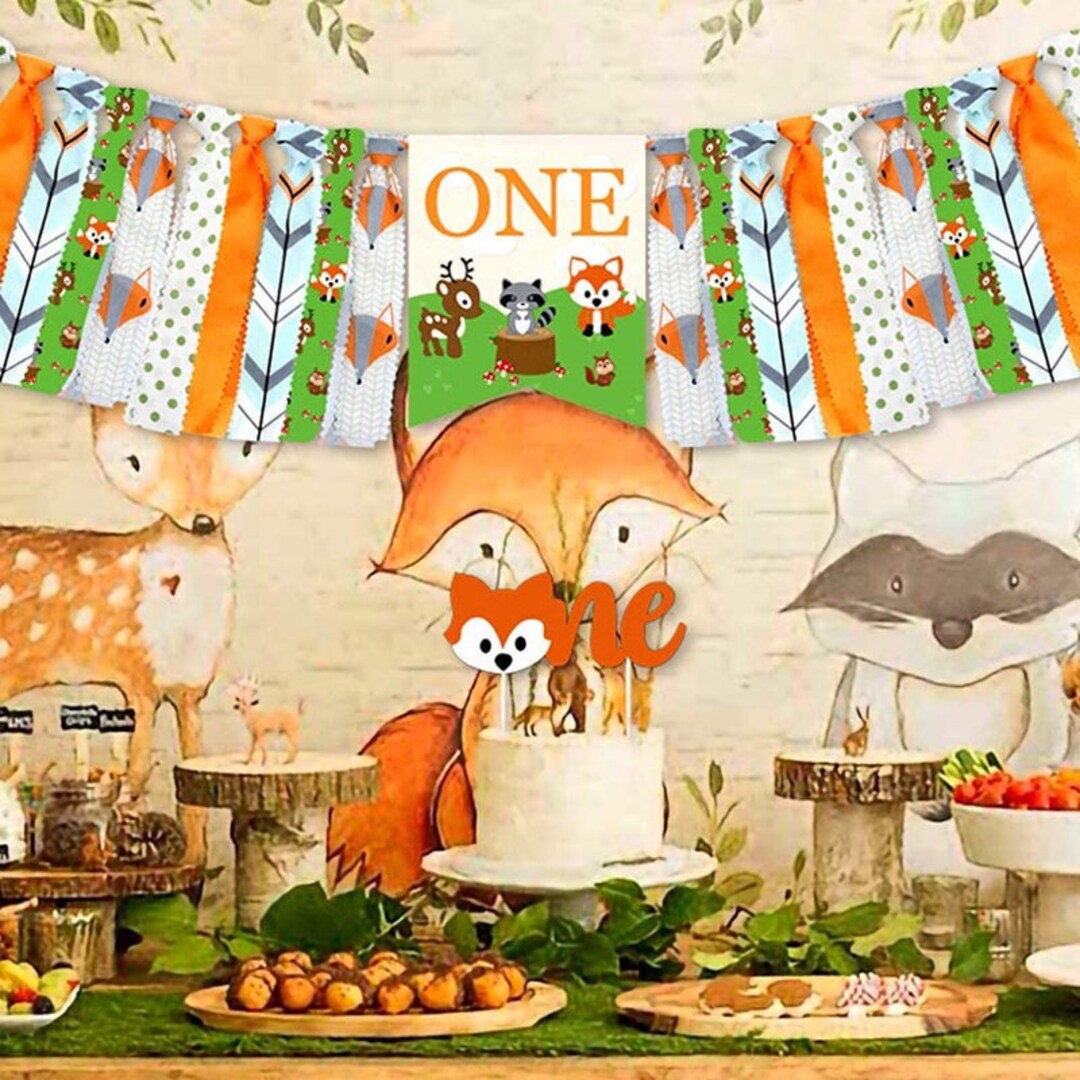 Burlap Banner Woodland Fox Theme One Year Old - Etsy