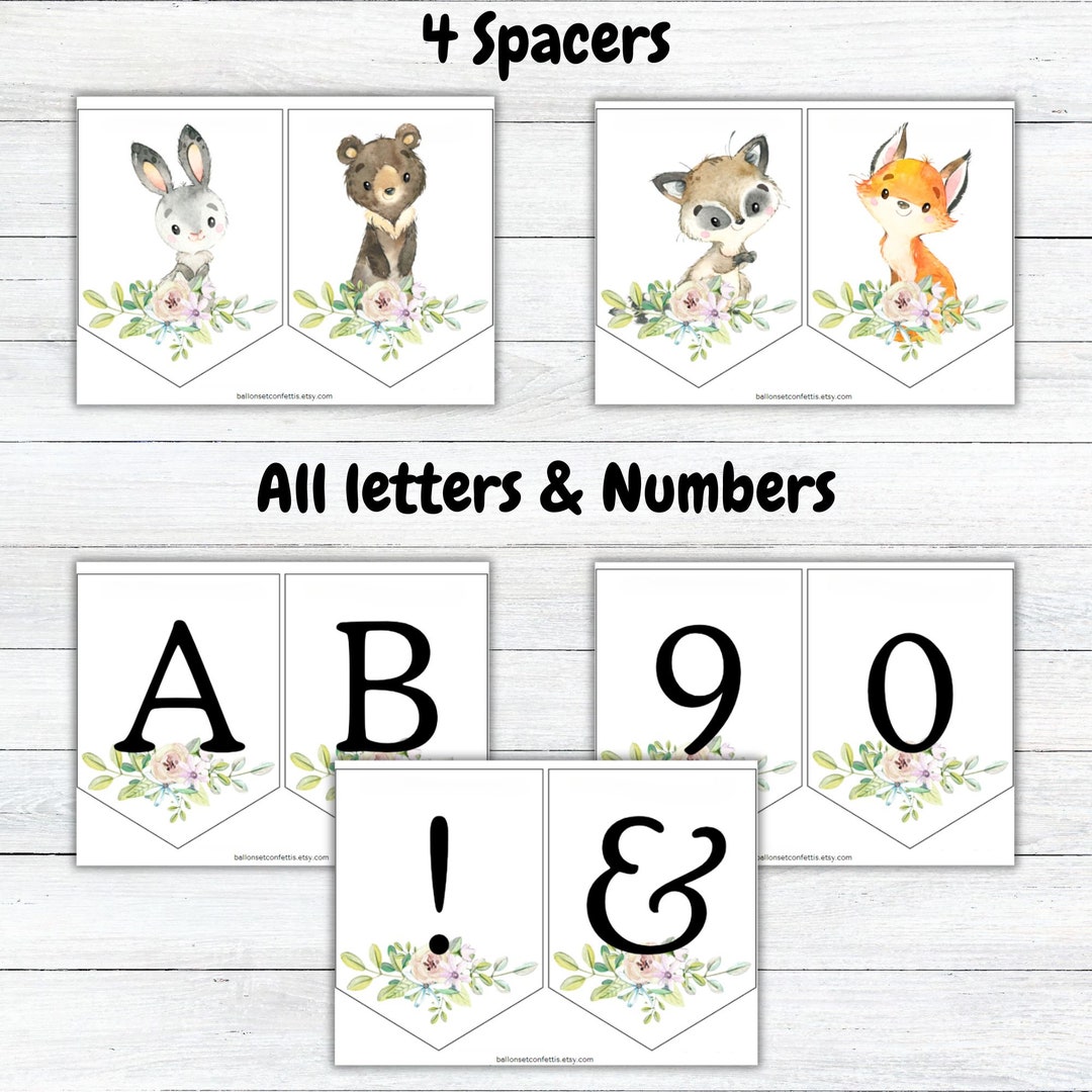 Printable Banner Woodland Animals All Letters and - Etsy
