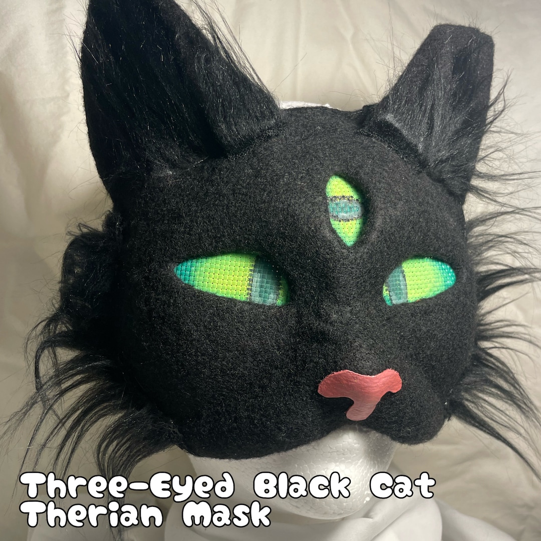 Three Eyed Black Cat Therian Mask - Etsy
