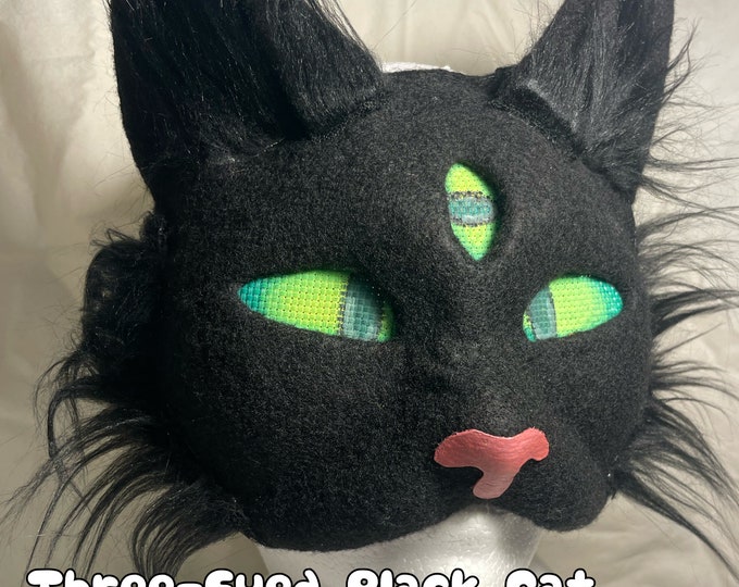Three Eyed Black Cat Therian Mask - Etsy
