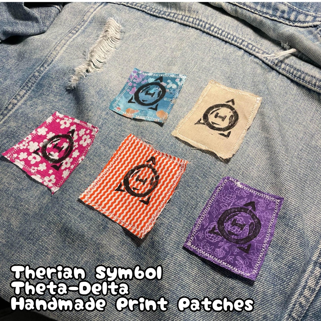 Therian Symbol Theta Delta Handmade Block Printed Patches - Etsy