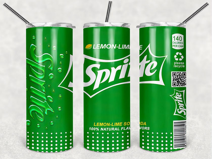 20oz Skinny Sprite Tumbler, Sprite Tumbler Sublimation PNG, 20oz Skinny ...
