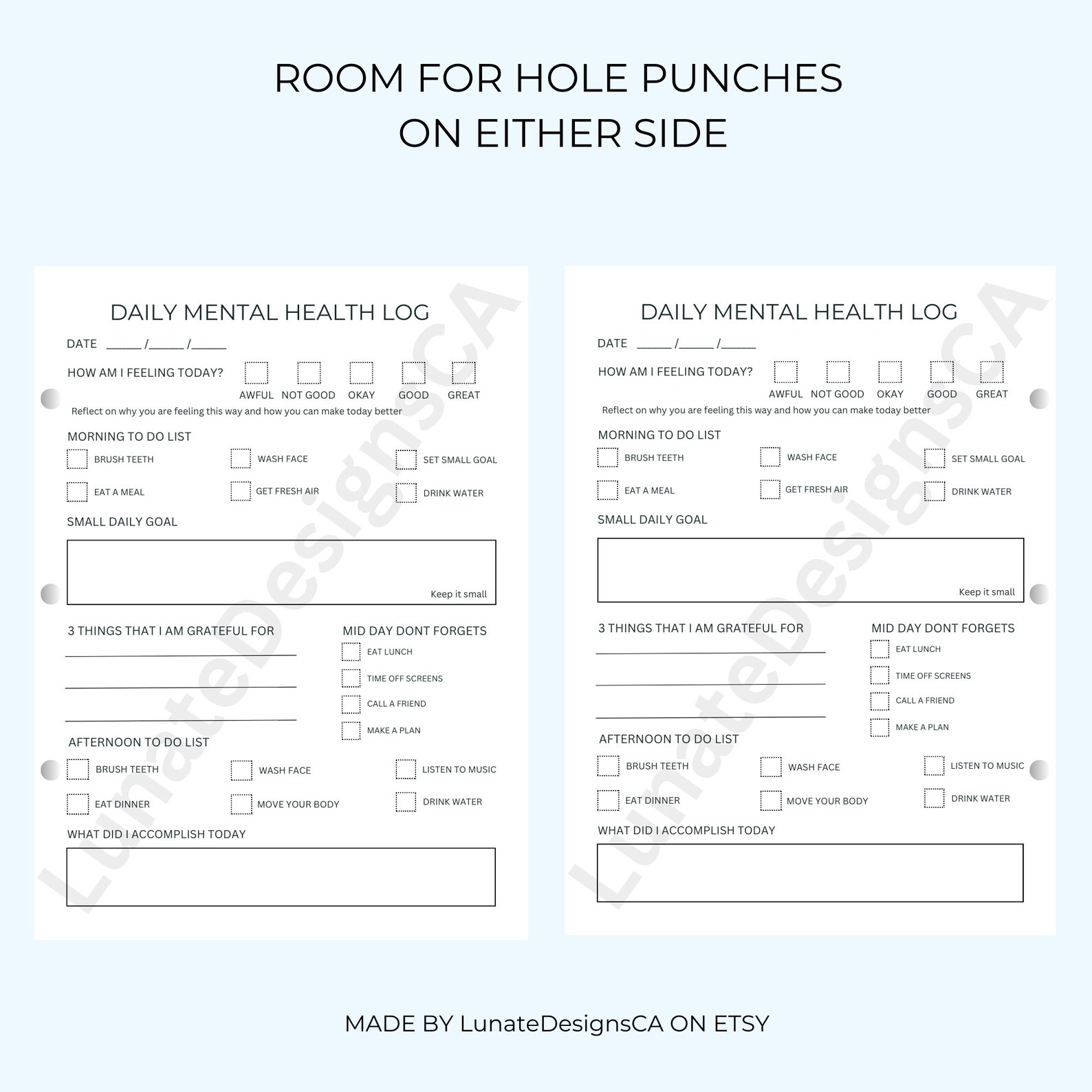 Mental Health Log, Daily Mental Health Tracker, Easy and Simple Layout ...