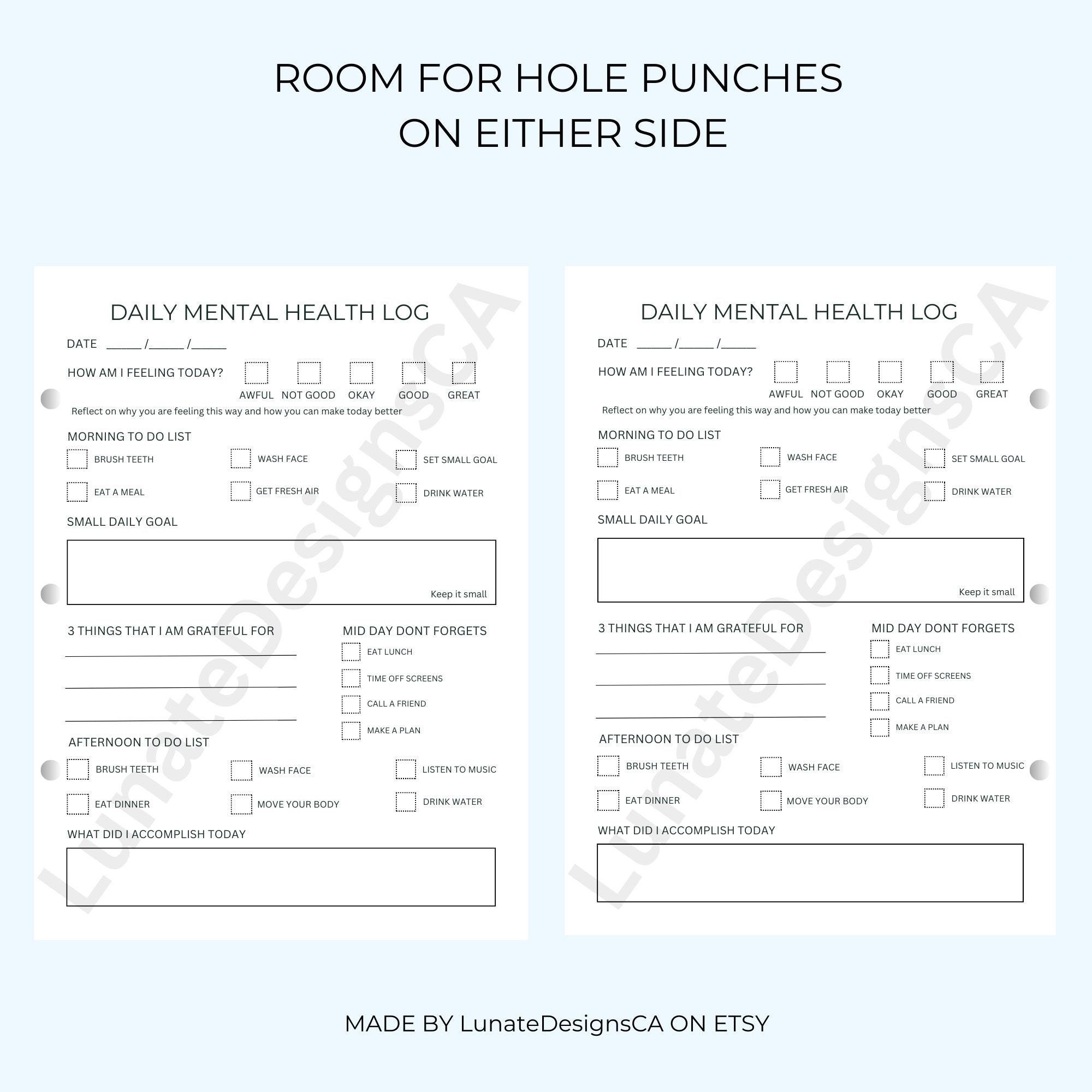 Mental Health Log, Daily Mental Health Tracker, Easy and Simple Layout ...