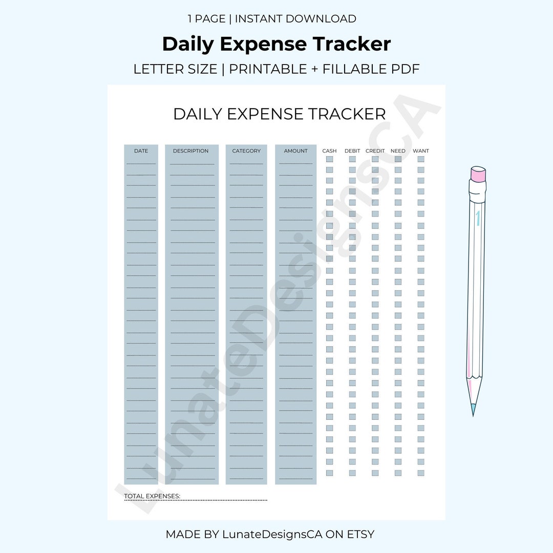Daily Expense Tracker, Easy Digital Budgeting Tool, Budgeting Expense ...