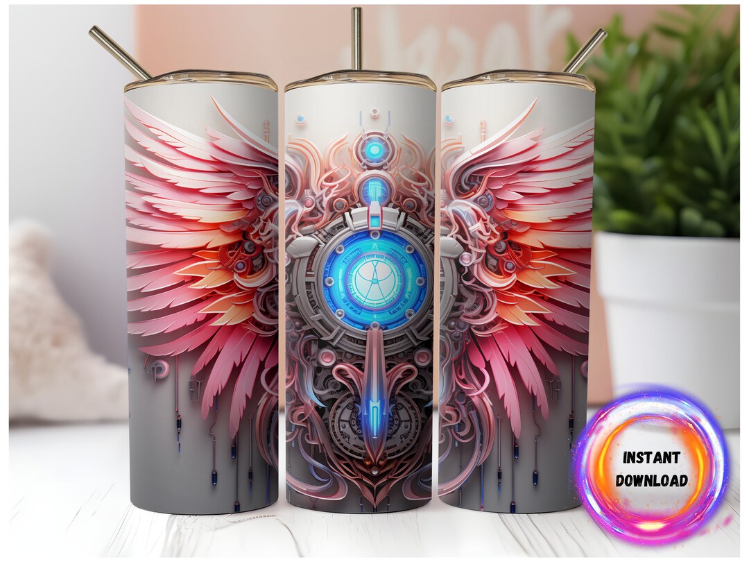 Colorful Banner W/ Wings Design Tumbler Wrap for 20oz Tumblers, Digital ...