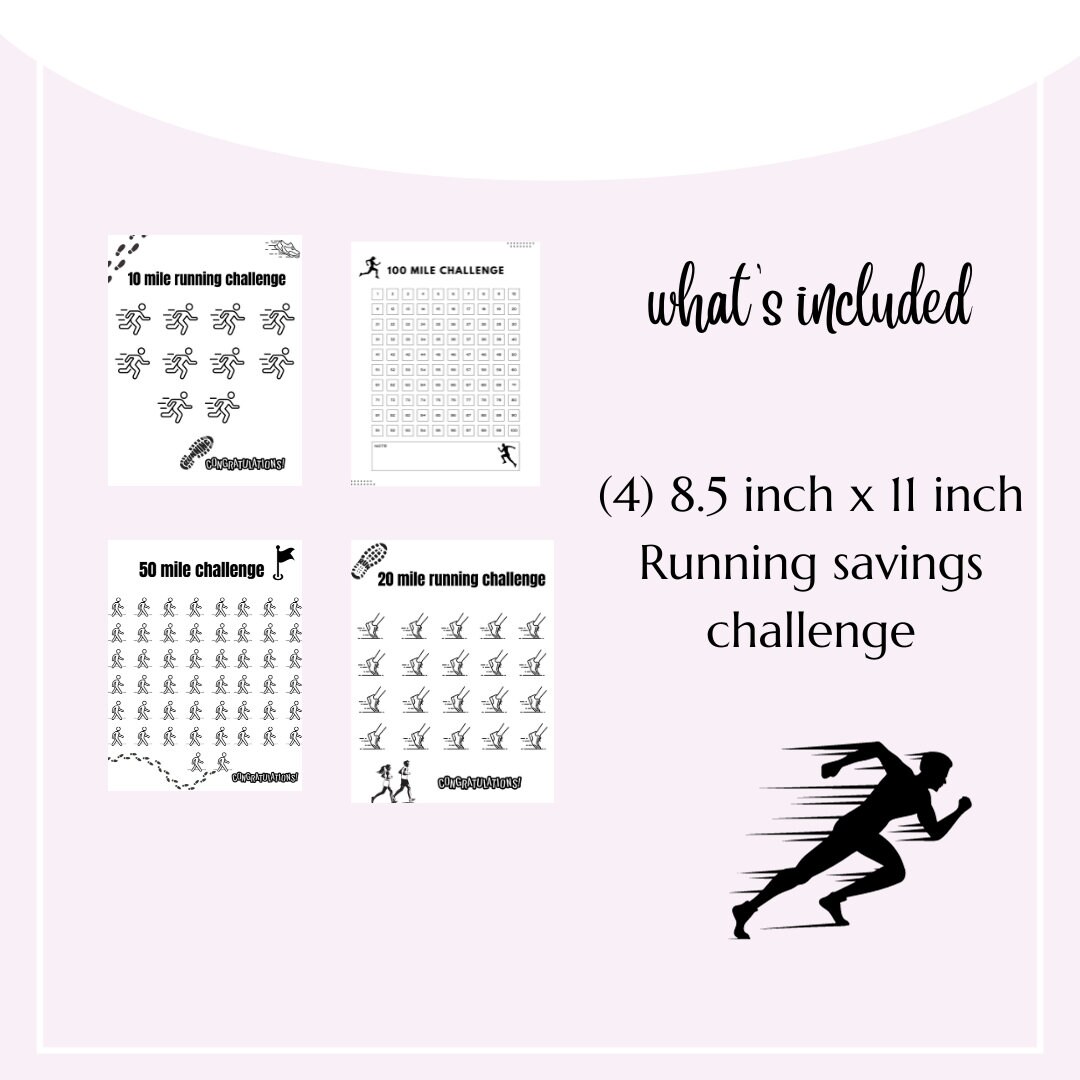Printable Running Challenge | 100 Mile Tracker |mileage Log Sheet ...