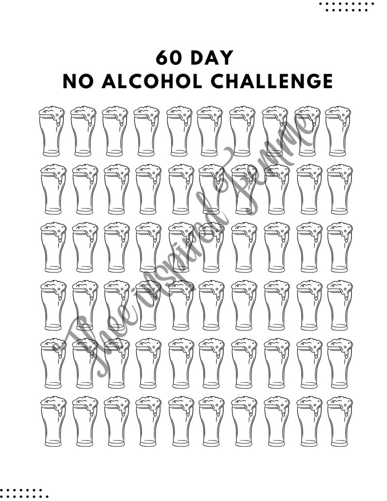 60 Day No Alcohol Challenge Printable | Alcohol Quitting Planner ...