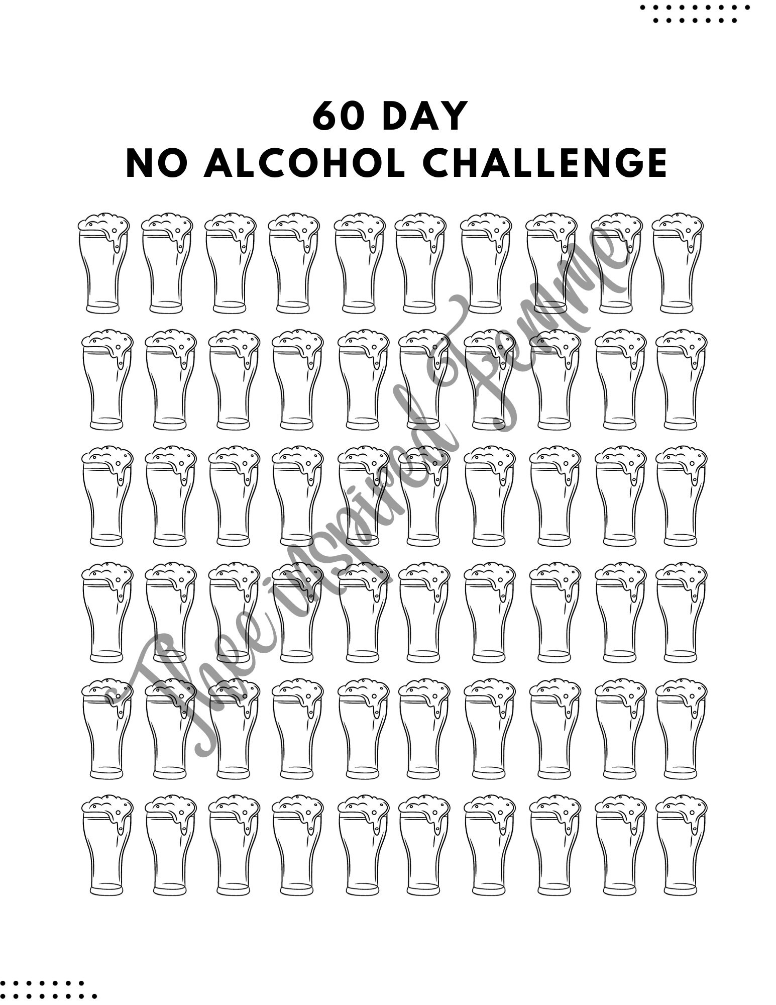 60 Day No Alcohol Challenge Printable | Alcohol Quitting Planner ...