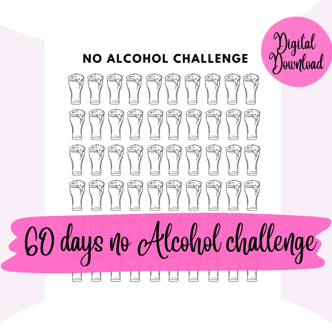 60 Day No Alcohol Challenge Printable | Alcohol Quitting Planner | Alcohol Tracker | - Etsy