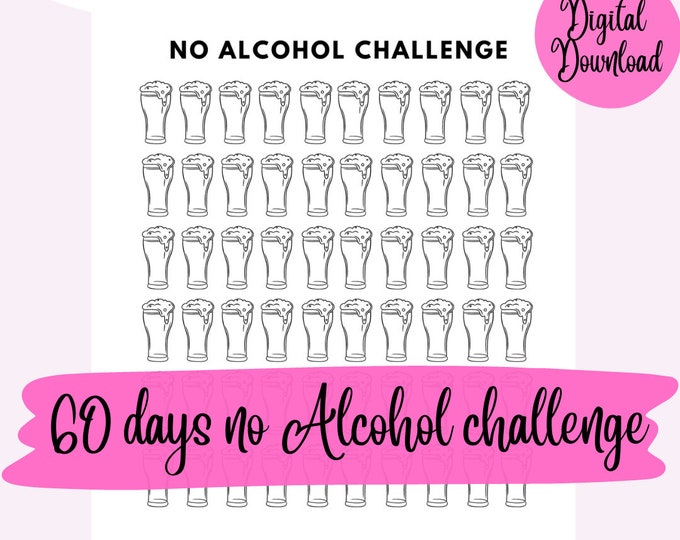 30 Day No Alcohol Challenge Printable Alcohol Quitting Planner Alcohol ...